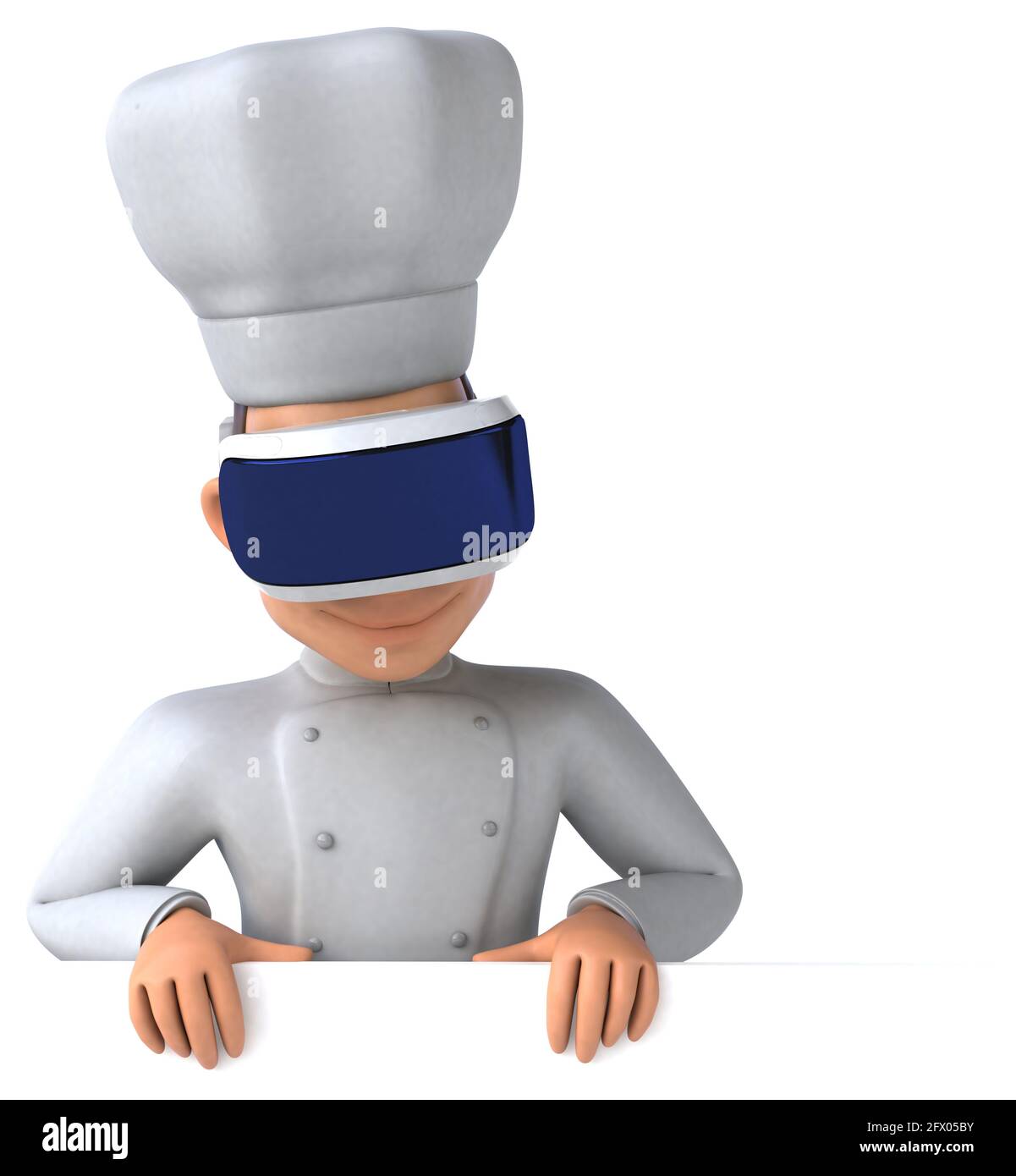 Fun 3D Illustration of a chef with a VR Helmet Stock Photo - Alamy