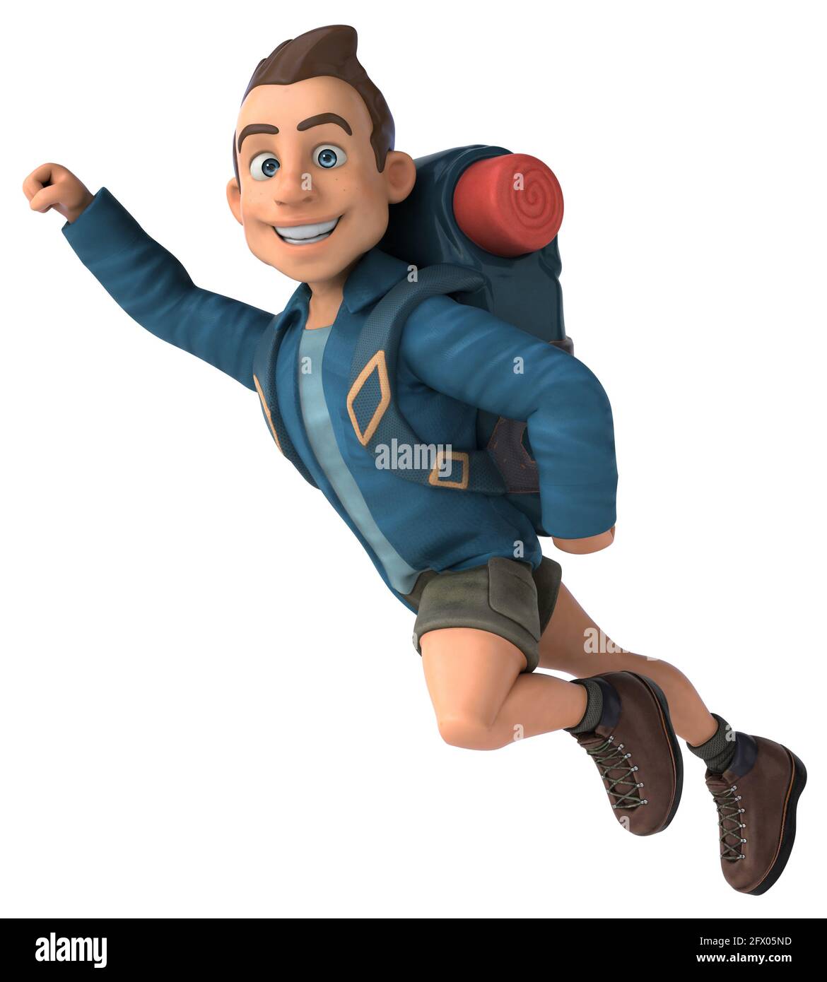 Fun illustration of a 3D cartoon backpacker Stock Photo - Alamy