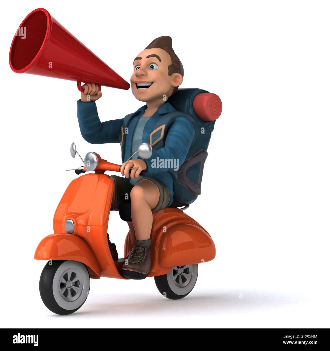 Fun illustration of a 3D cartoon backpacker Stock Photo - Alamy