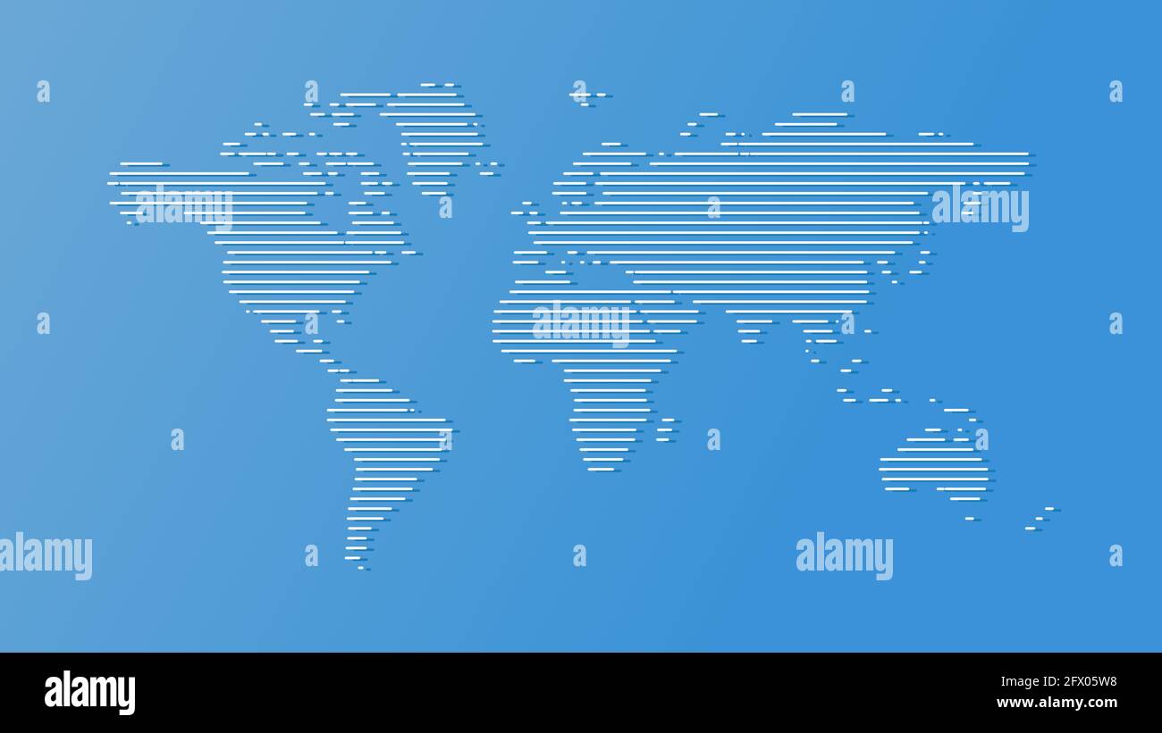 World map made of lines on a blue background. Modern banner or template ...