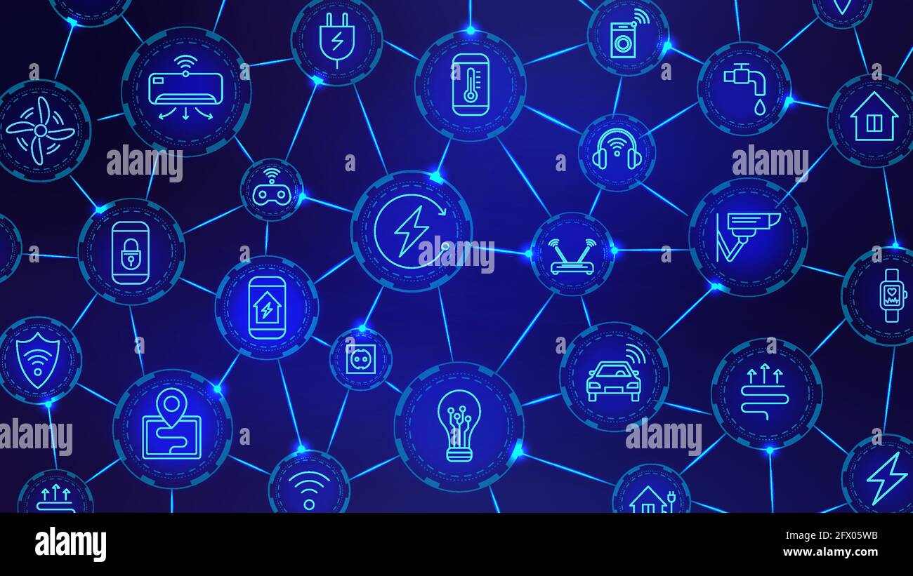 Iot digital chain. Wireless technology, connected devices and smart ...