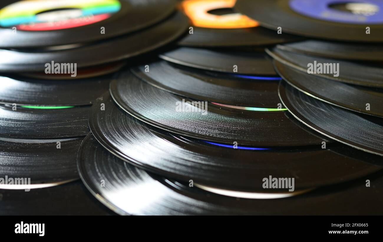 a large collection of dusty old vinyls Stock Photo - Alamy