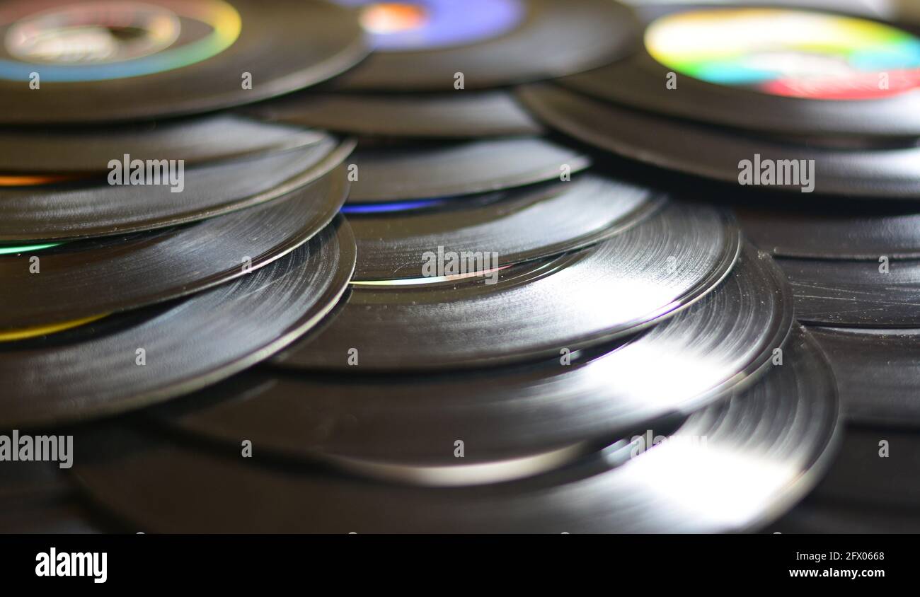 ancient vinyls of old rock and blues bands Stock Photo - Alamy