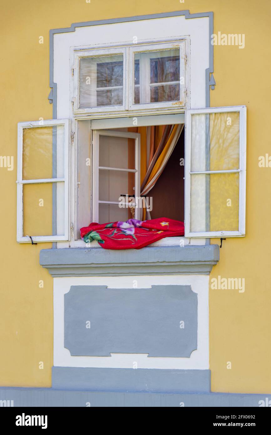 Open window in an old house with a baroque facade Stock Photo - Alamy