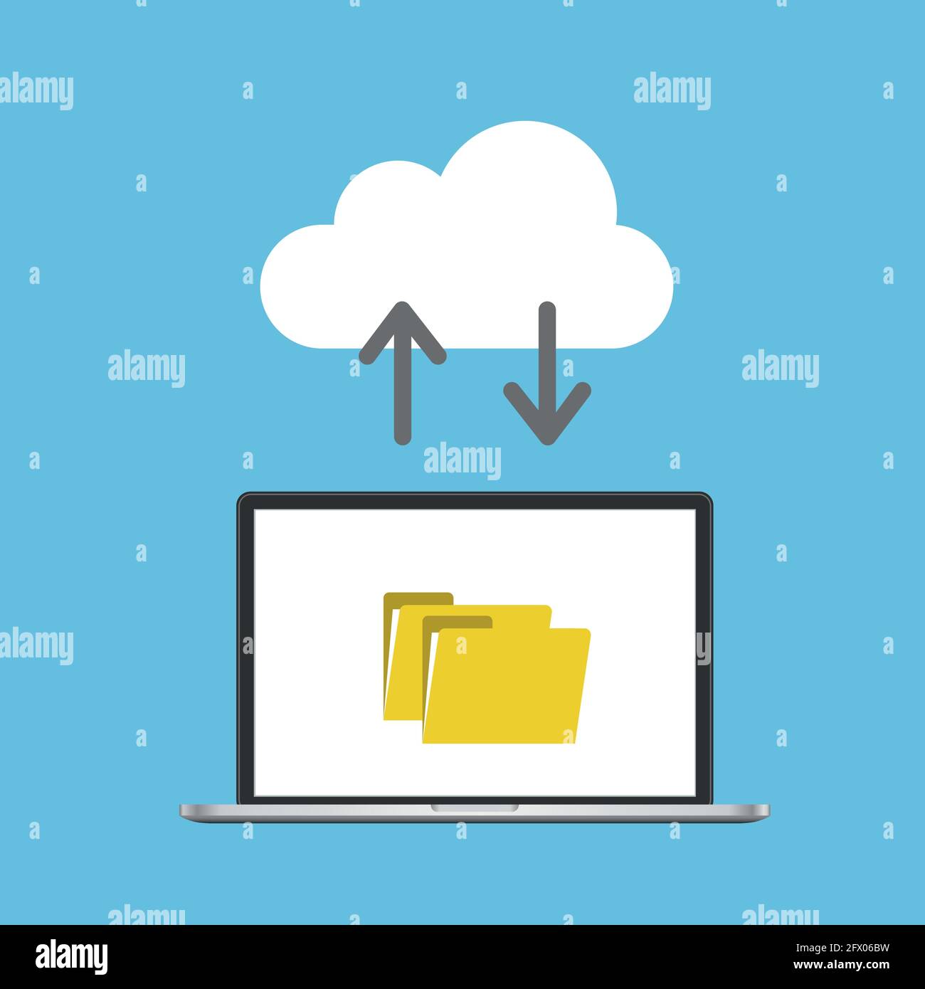 Cloud computing data transfer concept with laptop. Vector Stock Vector ...