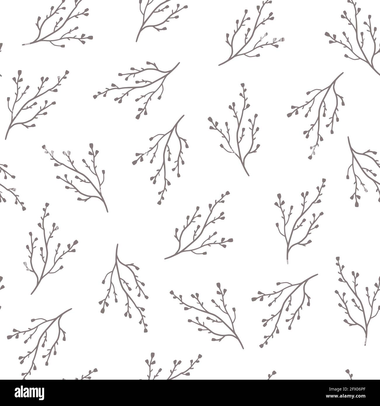 Hand drawn seamless floral pattern with simple little flower branch ...