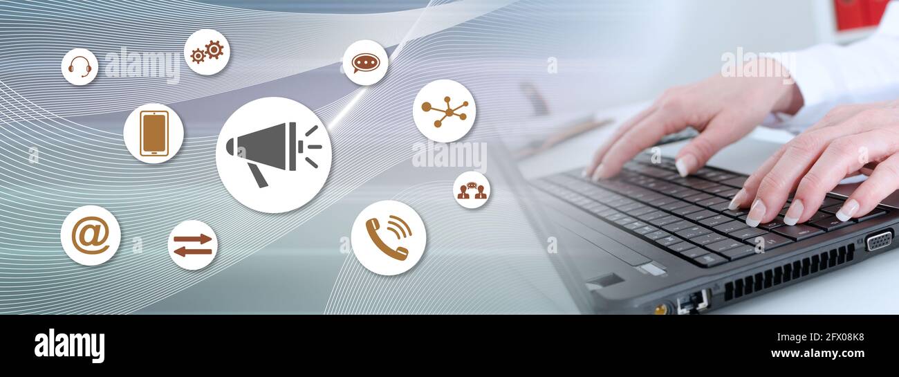 Concept of communication with hands typing on a laptop keyboard Stock ...