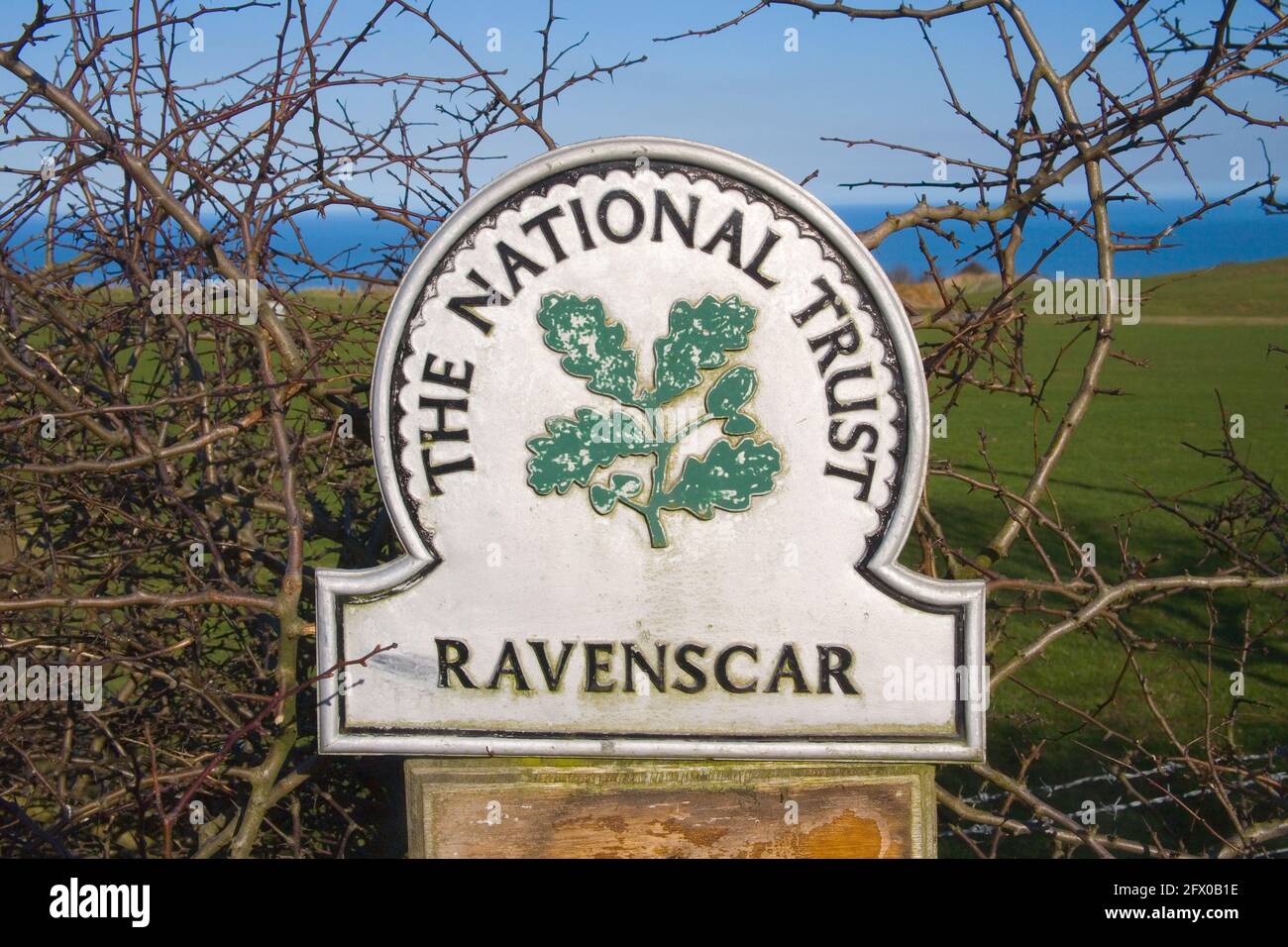 Ravenscar national trust sign hi-res stock photography and images - Alamy