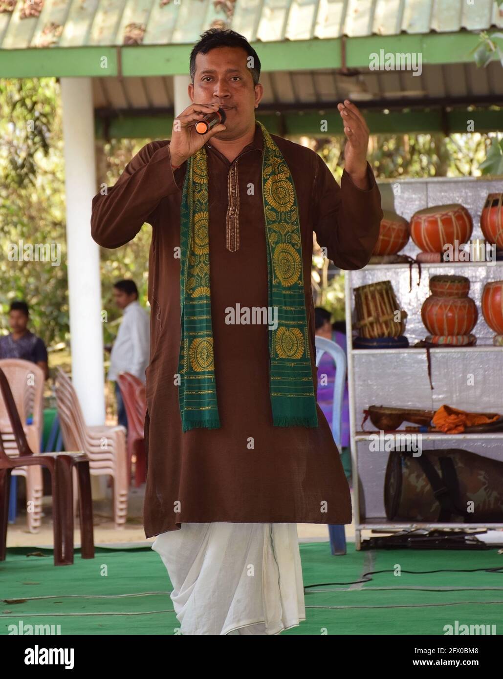 Indian Assamese artist singing a local tribal song at an event Stock ...