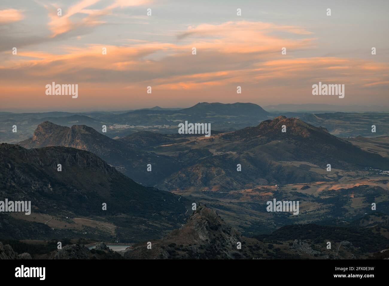 Scenic view of spacious mountainous terrain with slopes covered with ...