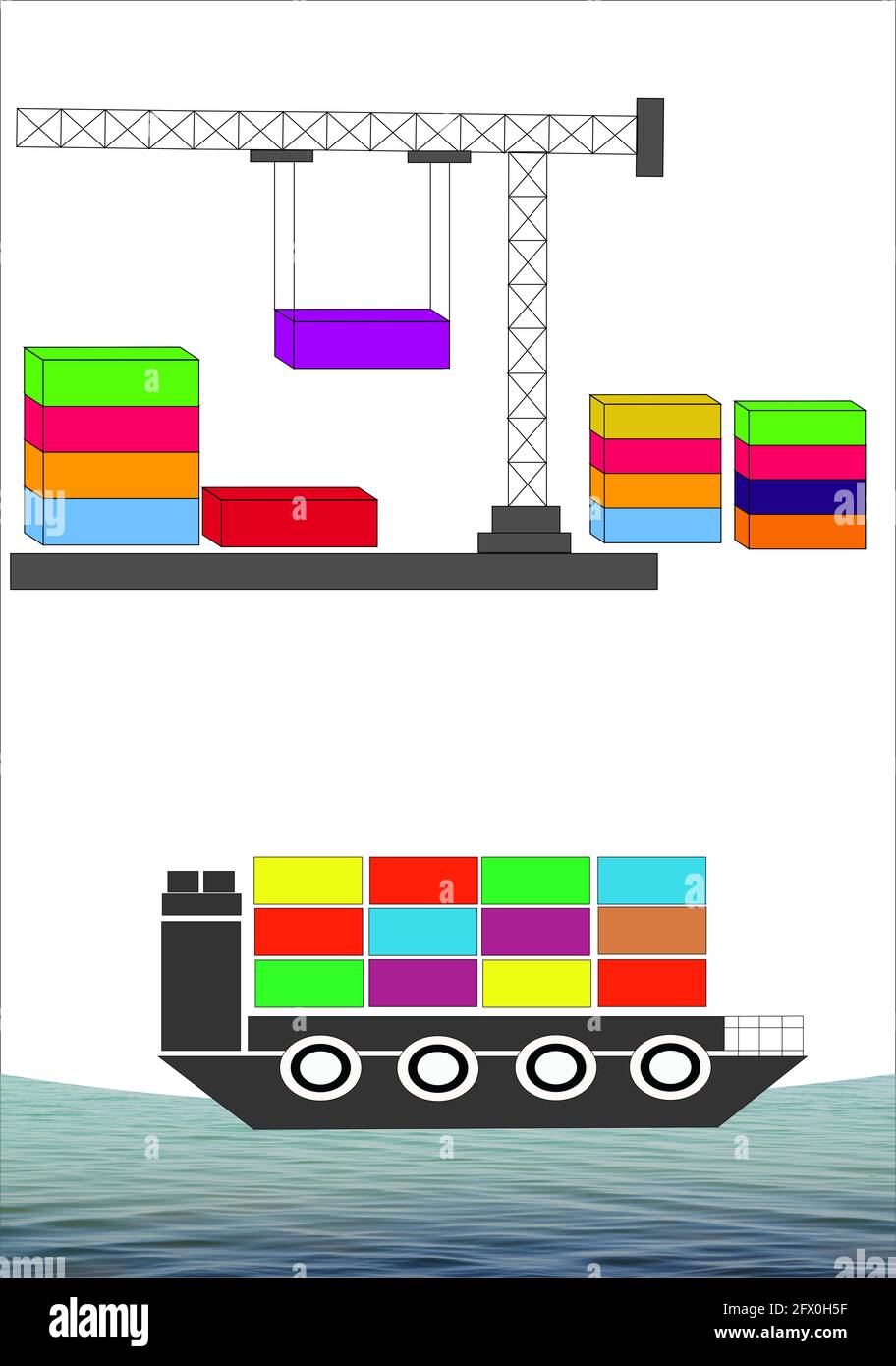 Illustration of supply chain logistics and transport management Stock ...