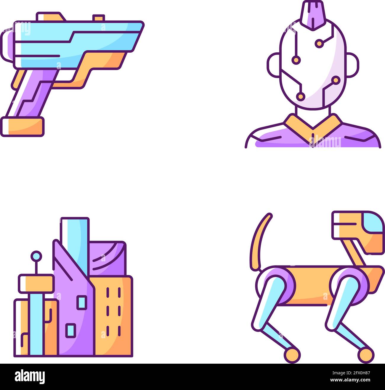 Cyberpunk items RGB color icons set Stock Vector Image & Art - Alamy