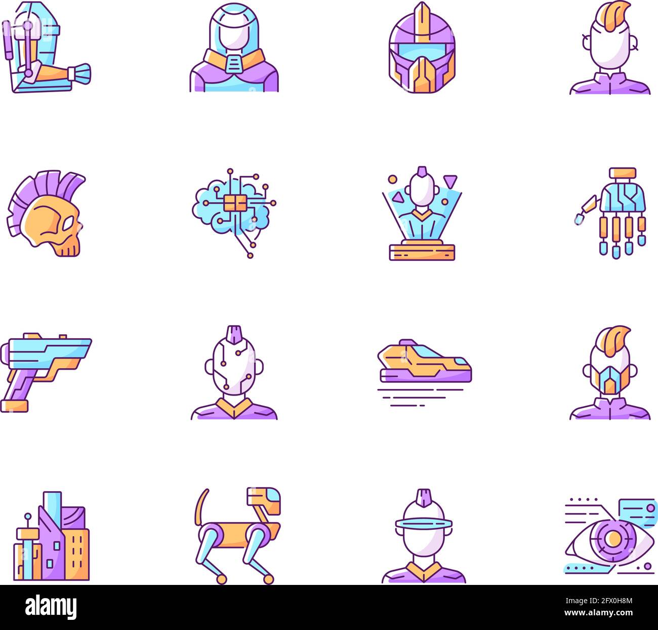 Cyberpunk RGB color icons set Stock Vector Image & Art - Alamy