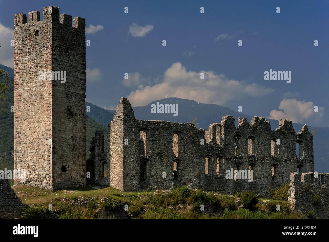 A medieval watchtower of 1311 rises above the ruins of Castel Belfort ...