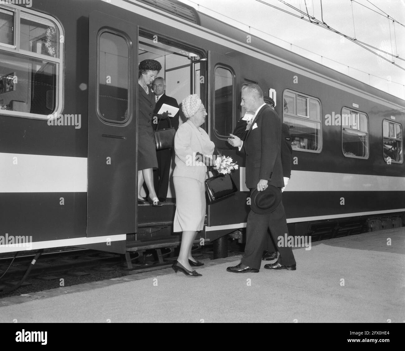 Queen Juliana is a guest for a day at the Dutch Railways on the ...