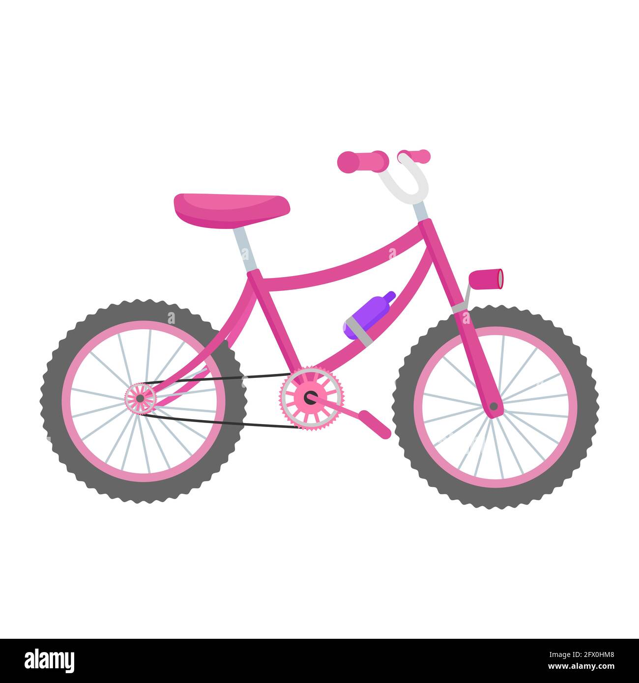 Vector illustration of bicycle pink, bike, wheel, transportation type ...