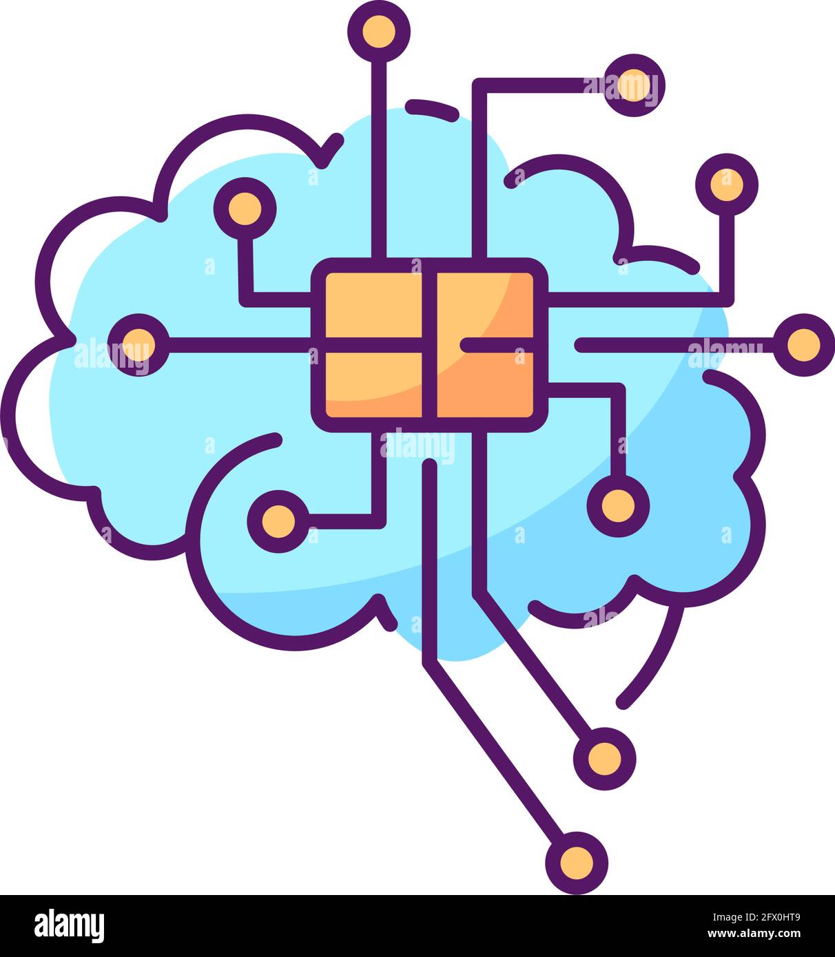 Brain robot color icon Cut Out Stock Images & Pictures - Alamy