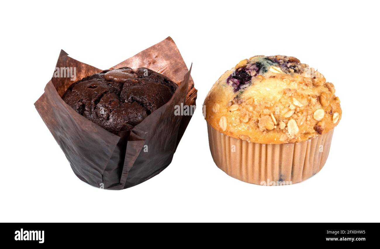 Muffins in brown paper isolated on white background Stock Photo - Alamy