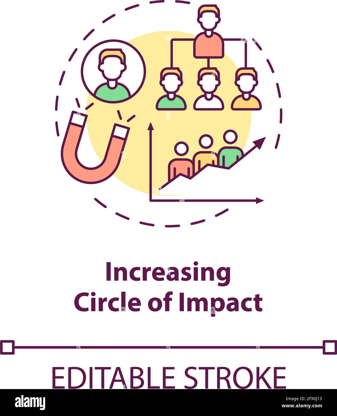 Increasing circle of impact concept icon Stock Vector Image & Art - Alamy