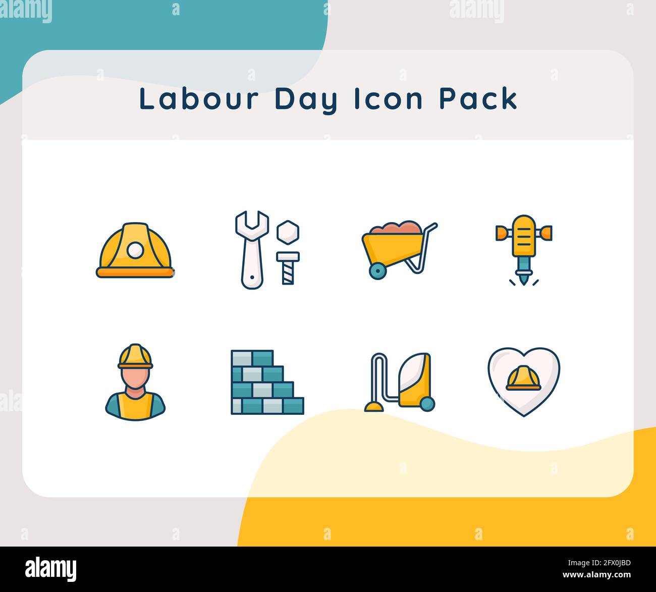 labour day icon icons set collection package white isolated background ...
