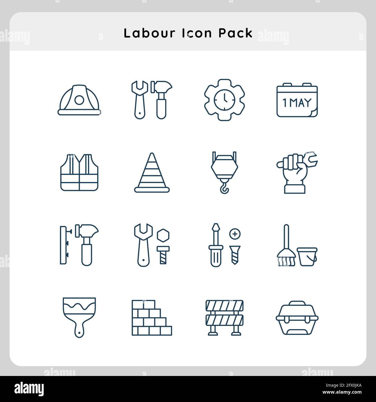 labour icon icons set collection package white isolated background with outline style vector ...