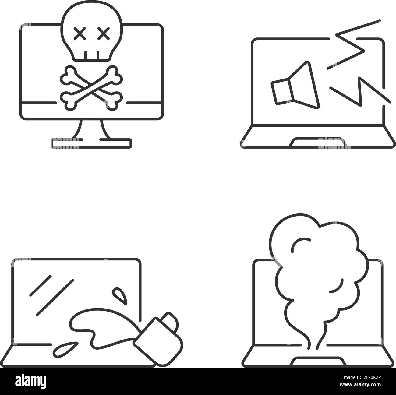 Broken laptop linear icons set Stock Vector Image & Art - Alamy