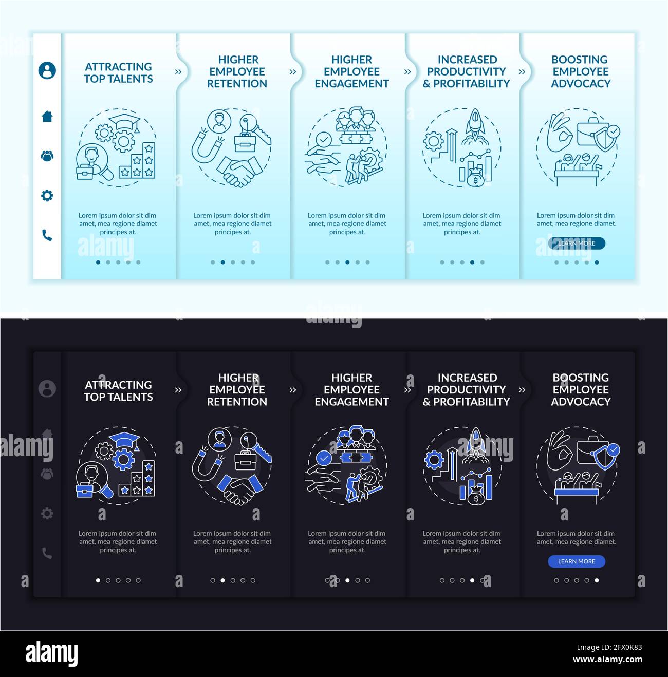 Corporate ethos benefits onboarding vector template Stock Vector Image ...