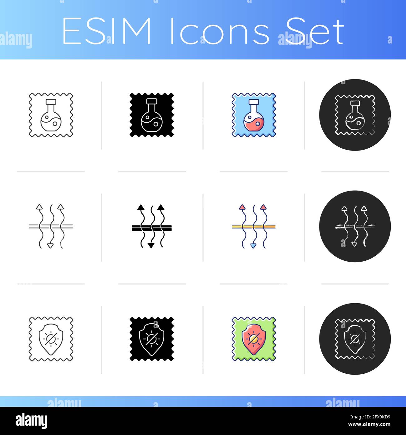 Fabric features icons set Stock Vector Image & Art - Alamy