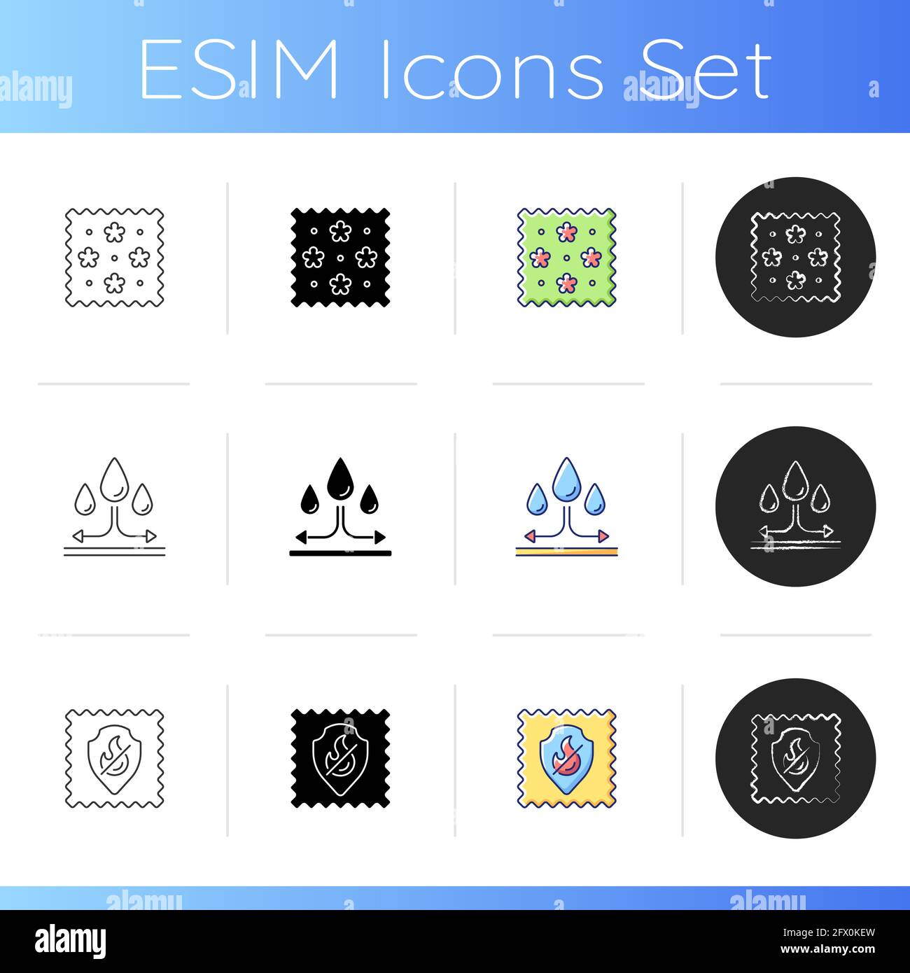 Different types of fabric feature icons set Stock Vector Image & Art ... Different types of fabric feature icons set Stock Vector Image & Art ...