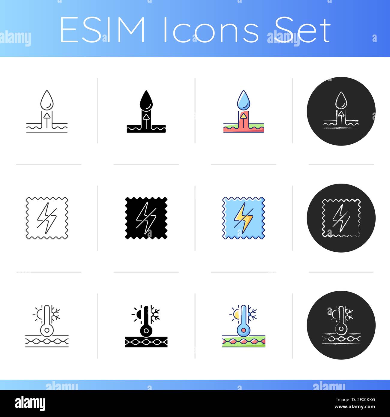 Fabric characteristics icons set Stock Vector Image & Art - Alamy