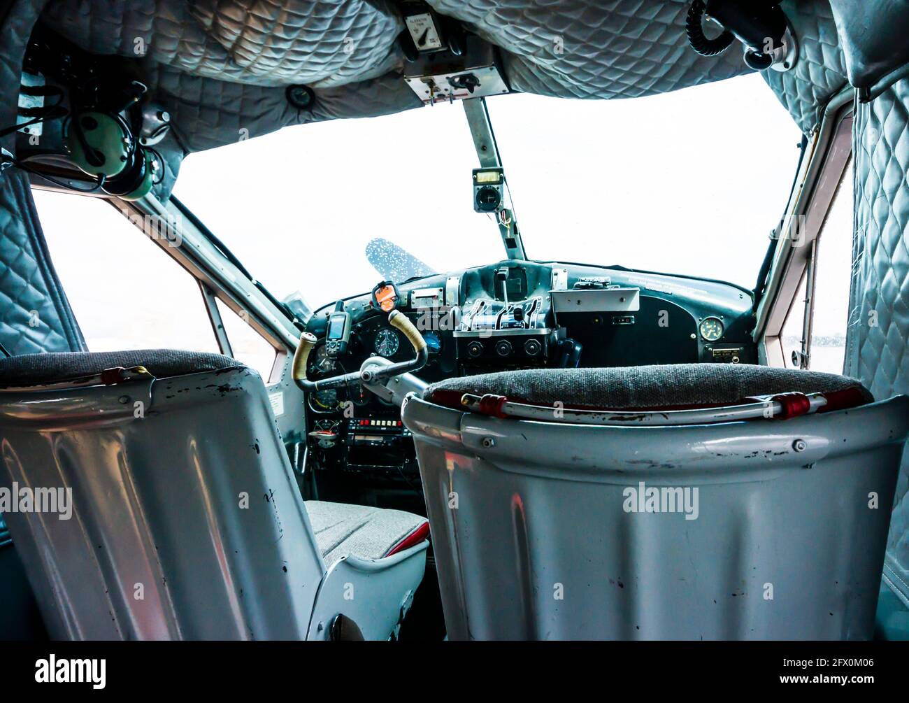 Stunning view of the cockpit of an old seaplane used for sightseeing ...