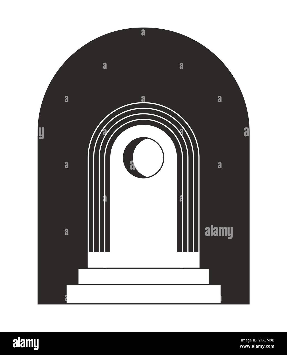 Moroccan stairs, arch, walls, arc vector icon. Architecture elements in ...