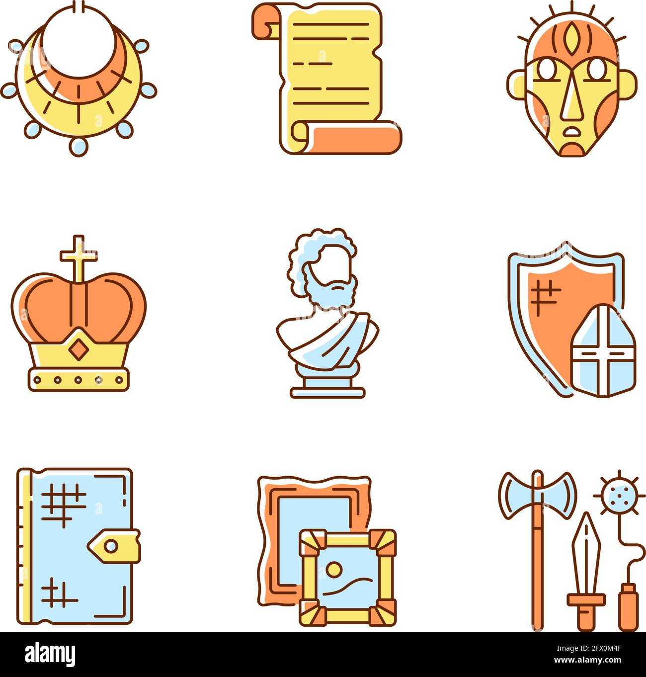 Museum exhibitions RGB color icons set Stock Vector Image & Art - Alamy