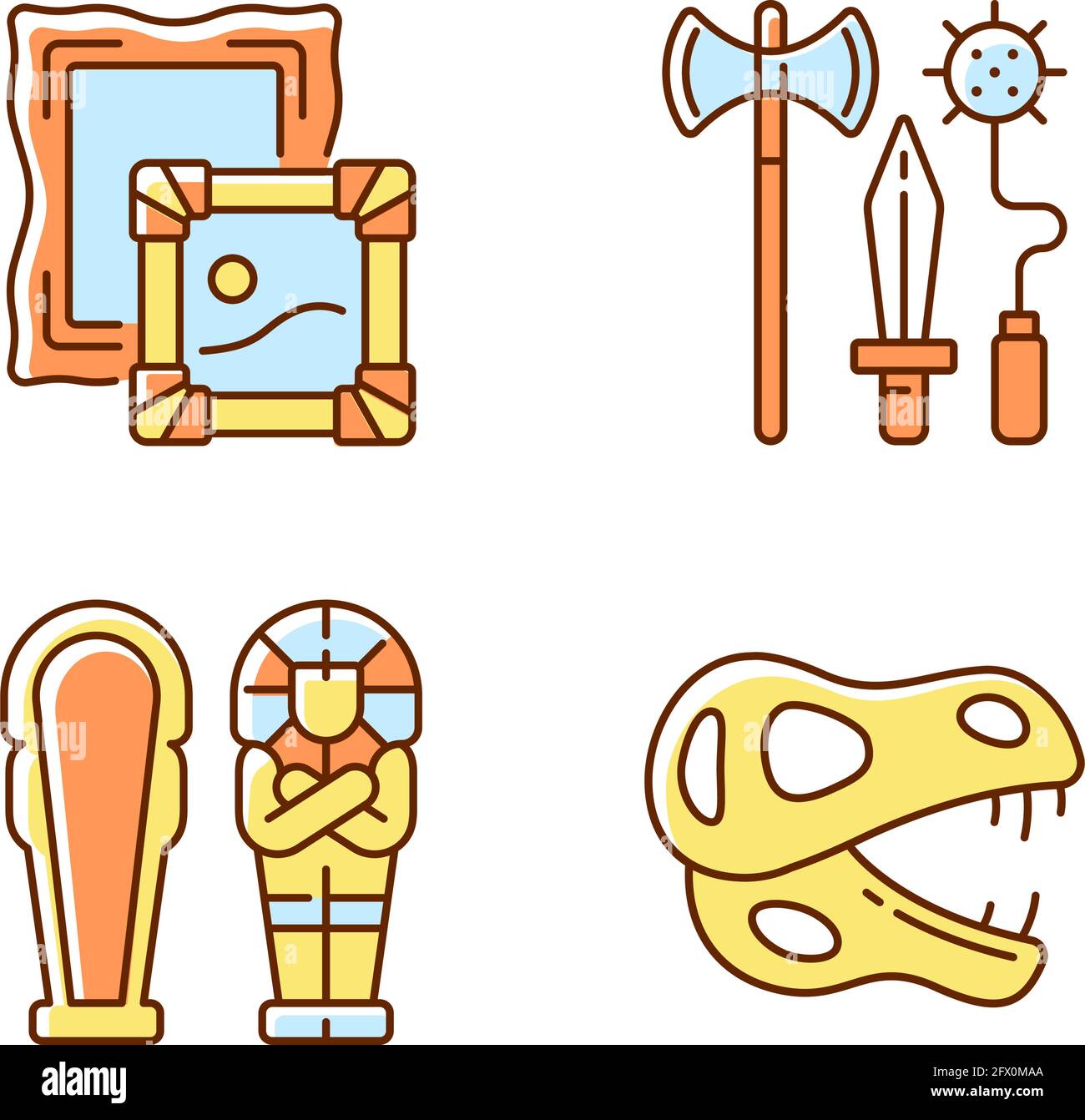 Archaeological excavation RGB color icons set Stock Vector Image & Art ...