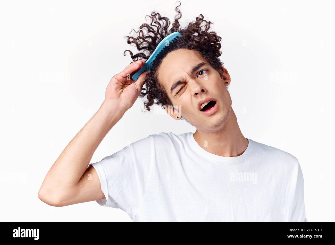 Man curly hair Cut Out Stock Images & Pictures - Alamy