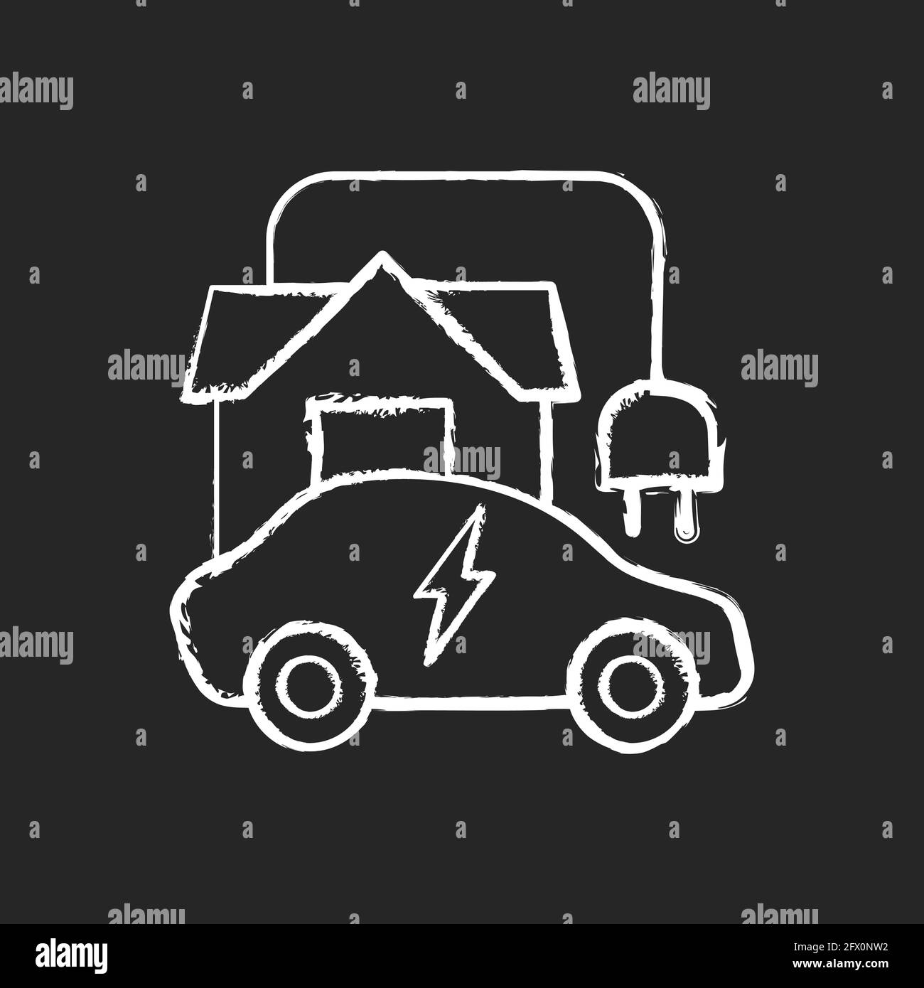 Home EV charging point chalk white icon on black background Stock ...