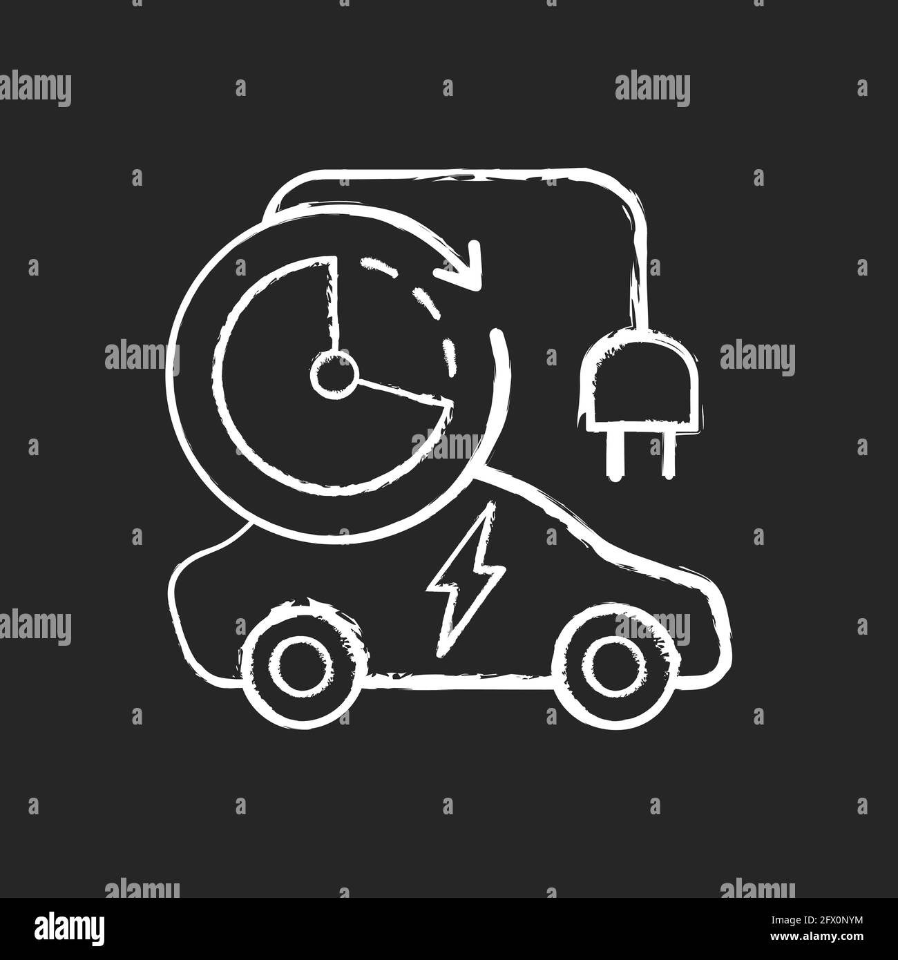 Charging time chalk white icon on black background Stock Vector Image ...