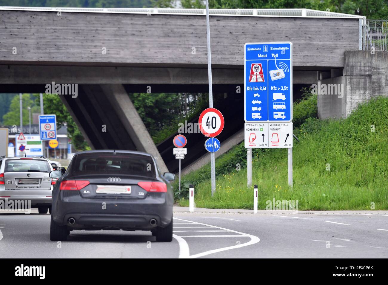 Border crossing, Hohenems, toll, toll, vignette, vignette requirement ...
