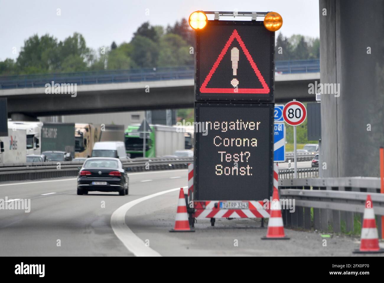 Hoerbranz border crossing, border signs for the Federal Republic of ...