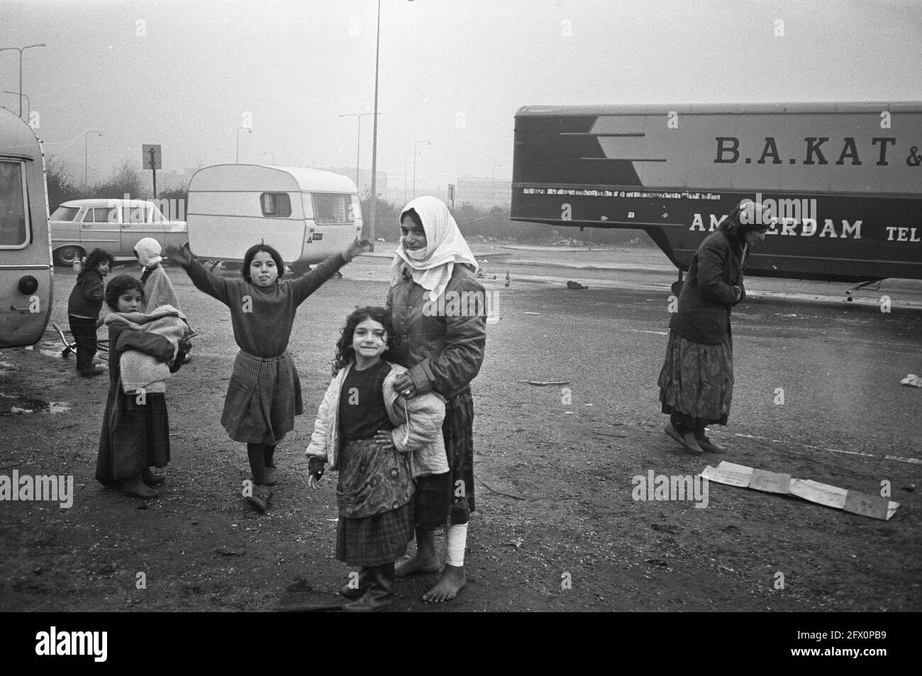 Gypsies (from Yugoslavia) standing with caravans at RAI Amsterdam ...