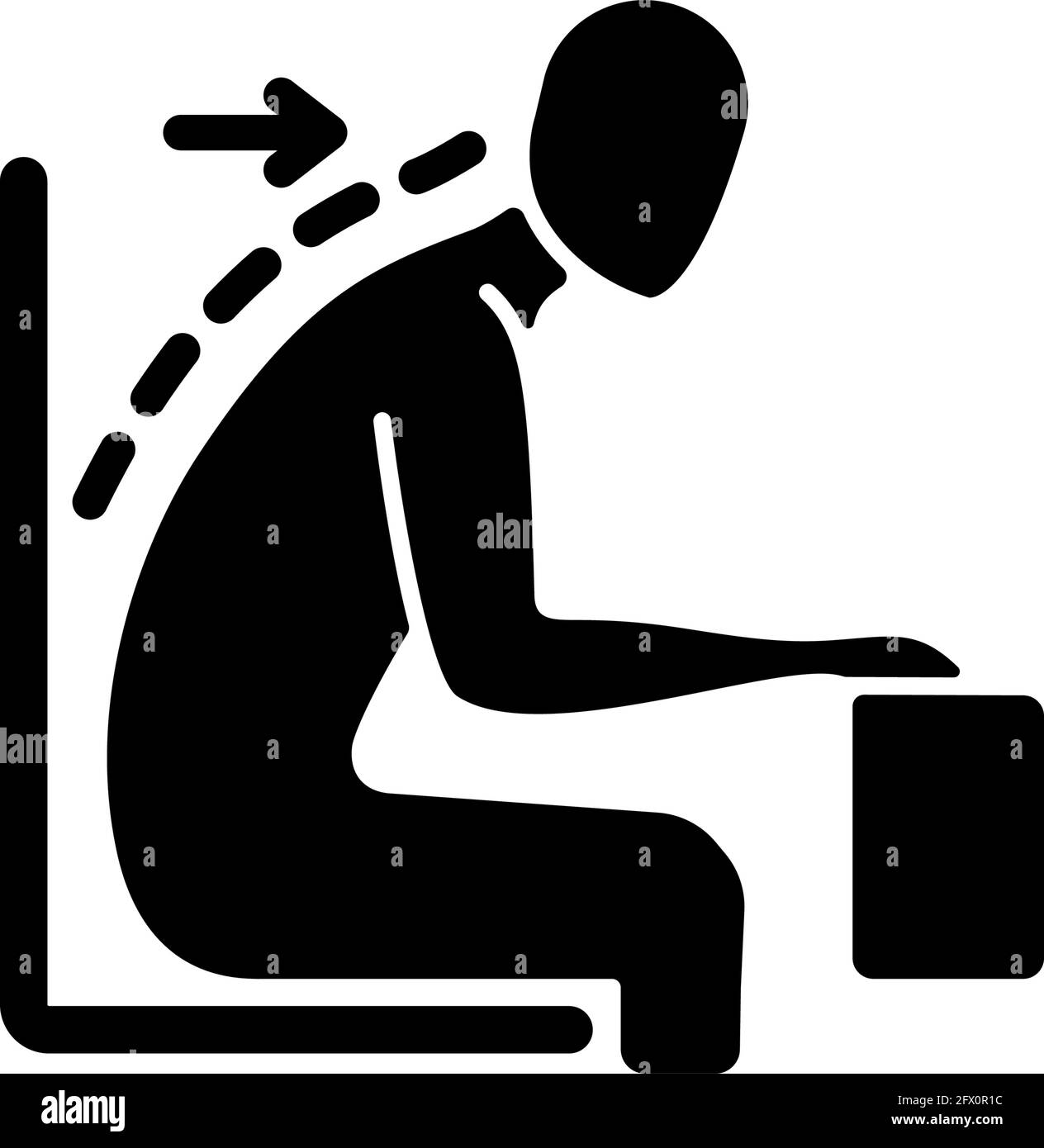 Forward tilted sitting position black glyph icon Stock Vector Image ...