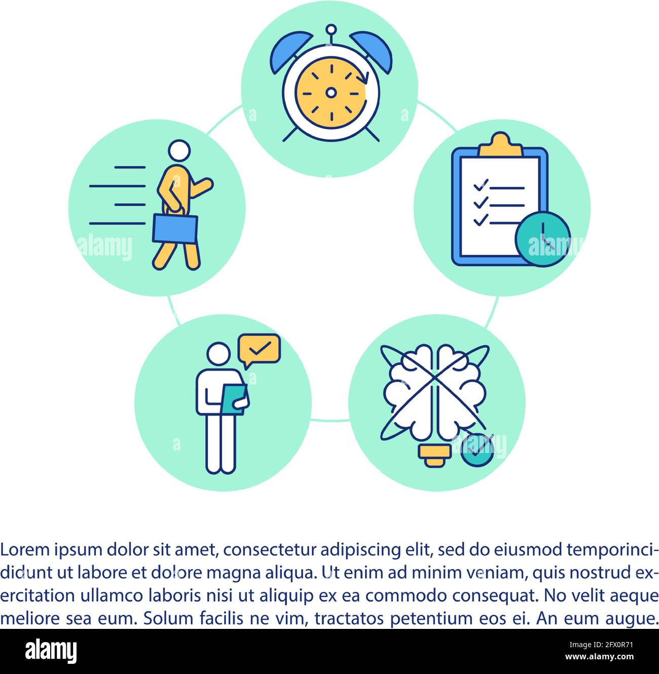 Self management concept line icons with text Stock Vector Image & Art ...