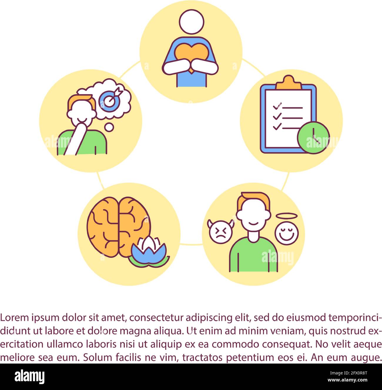 Self control concept line icons with text Stock Vector Image & Art - Alamy