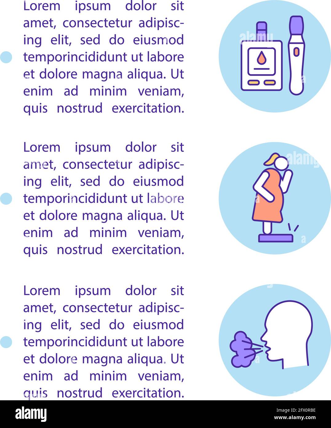 Unhealthy behavior outcomes concept line icons with text Stock Vector ...