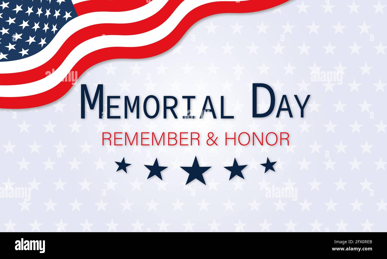 Memorial Day Banner. Vector illustration with USA flag waving and stars ...