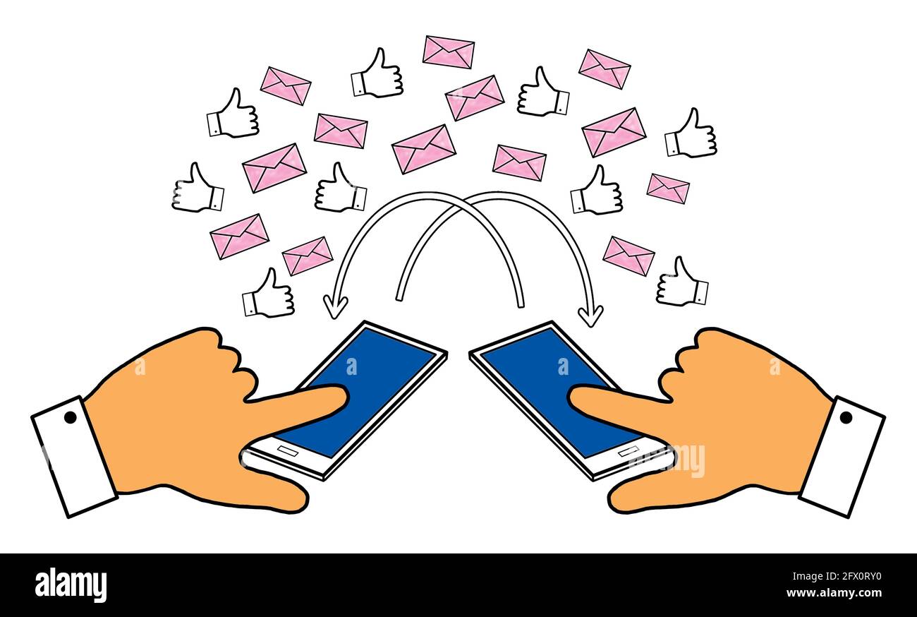 Digital communication concept drawn on a white background Stock Photo ...