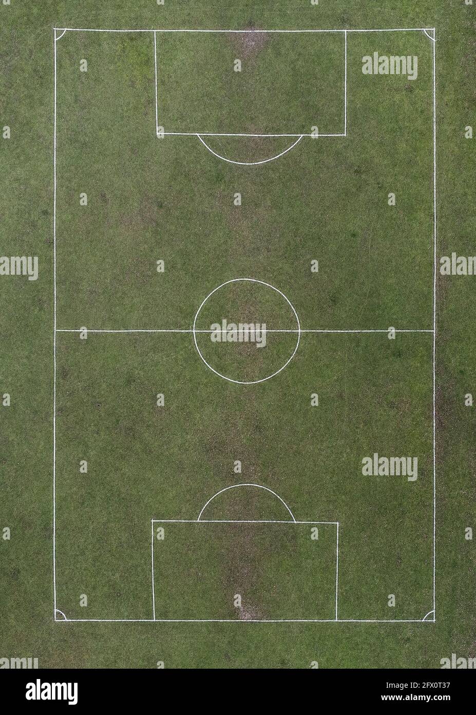 Aerial view showing a empty football pitch Stock Photo - Alamy
