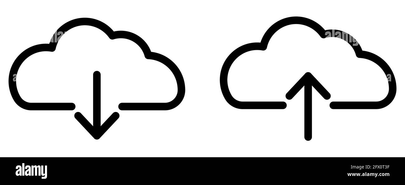 Download and Upload Icon. Up and Down Arrow with Cloud. Linear Style. Isolated on White ...
