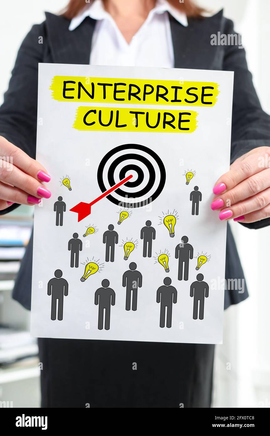 Paper with enterprise culture concept held by a businesswoman Stock ...