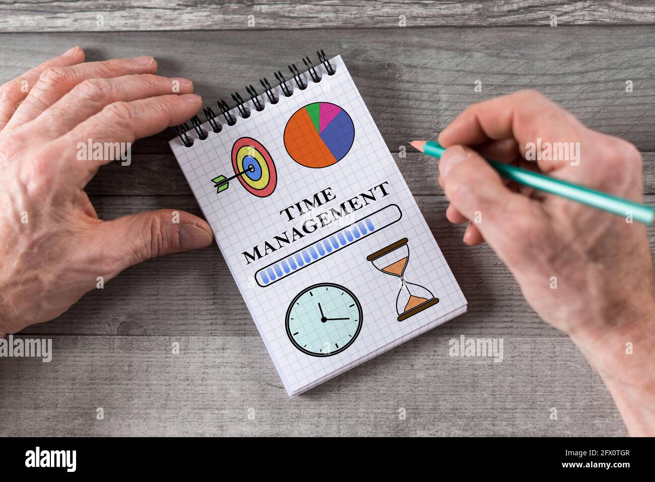 Time management concept drawn on a notepad Stock Photo - Alamy